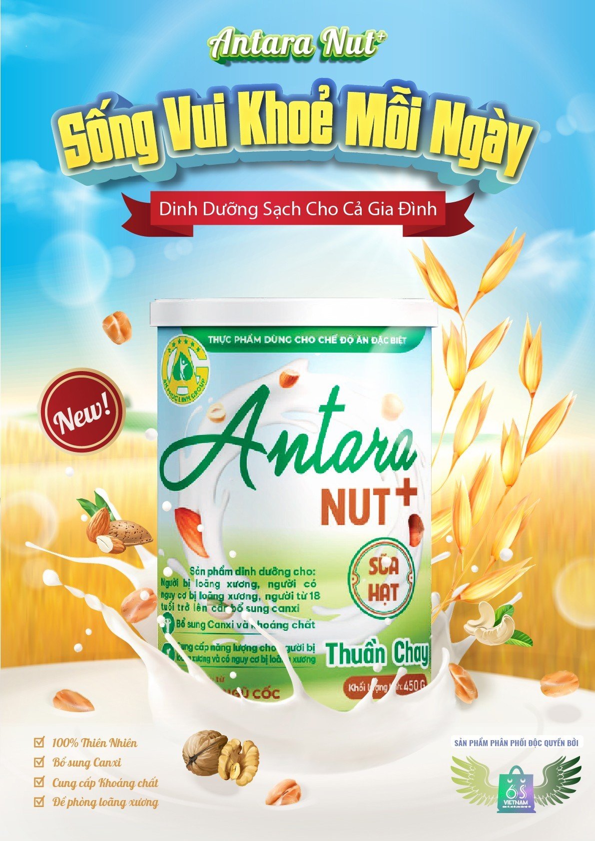 SỮA HẠT THUẦN CHAY ANTARA NUT+ 450GR